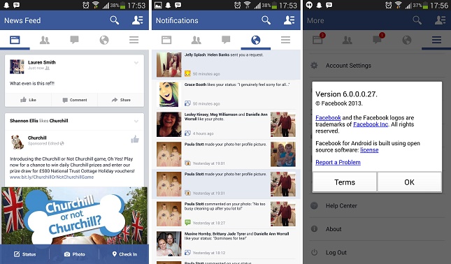 Facebook for Android Alpha ปรับหน้าอินเตอร์เฟสครั้งใหญ่