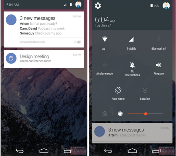 ภาพหลุด !!! ดีไซน์ UI ใหม่ของ Android 5.0 Lollipop