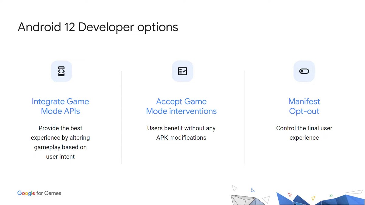 Android 12 Developer Choice for games