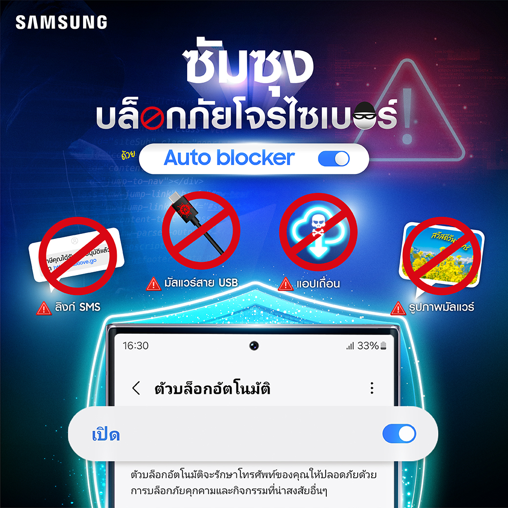 Samsung บล็อกภัยโจรไซเบอร์ด้วย Auto Blocker นวัตกรรมเพื่อความปลอดภัยสูงสุดให้ผู้ใช้ Samsung Galaxy